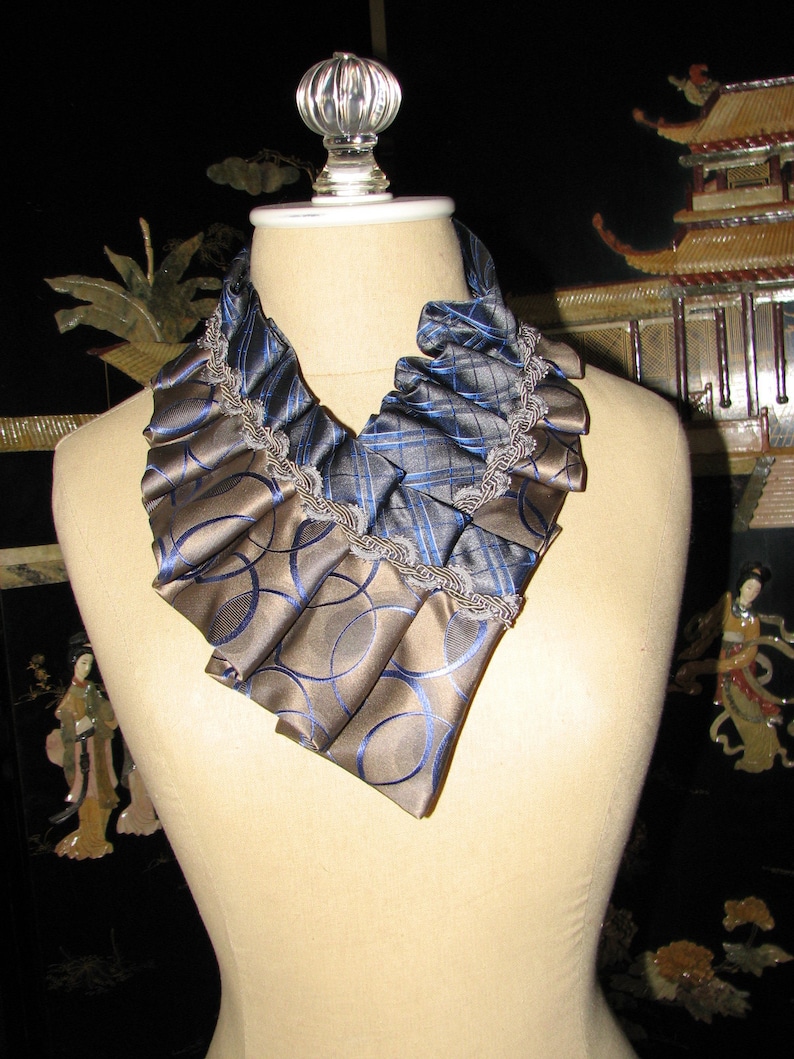 Pleated Silk Ascot - Silk Necktie Collar - Silk Necktie Necklace ...