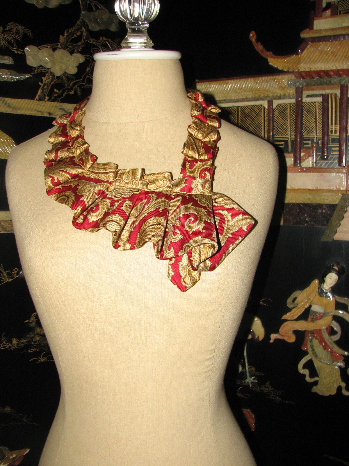 Pleated Silk Ascot Ruffled Necktie Scarf Silk Neck Accessory - Etsy