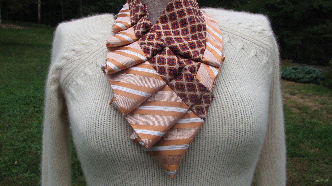 NEW Pleated Ascot Ruffled Neck Scarf Necktie Accessory Silk Necktie - Etsy