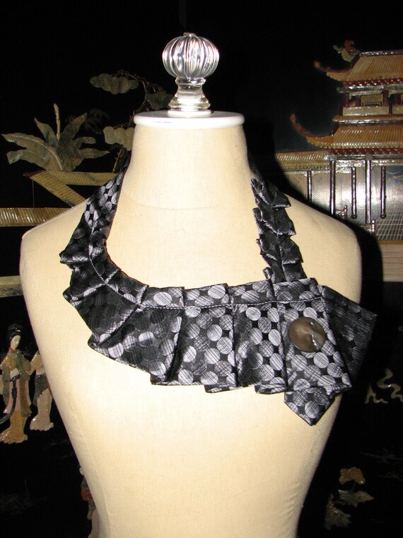 Necktie Necklace Ruffled Necktie Pleated OOAK neckwear | Etsy