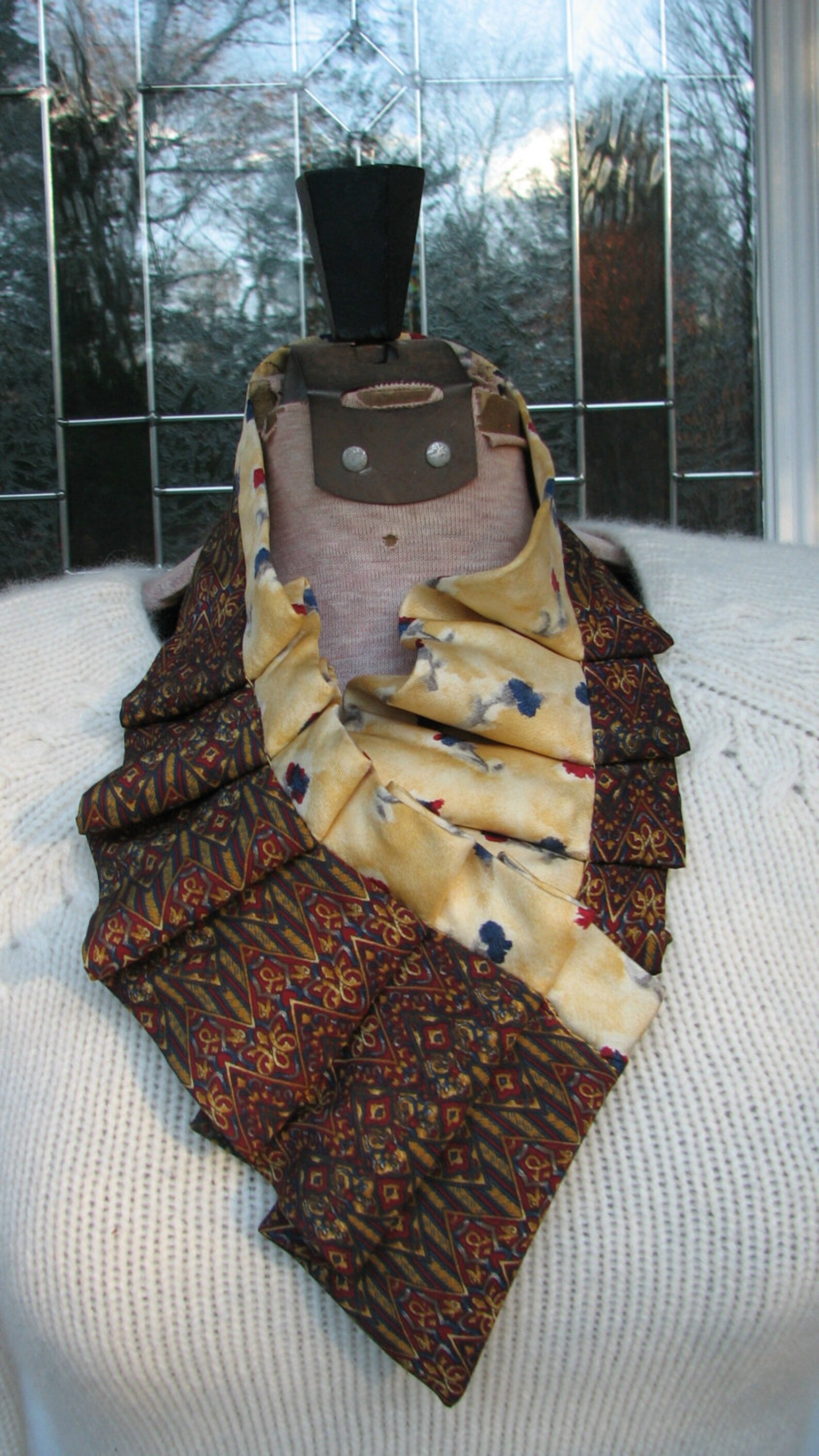 Pleated Silk Ascot Ruffled Neck Scarf Silk Necktie Accessory Silk ...