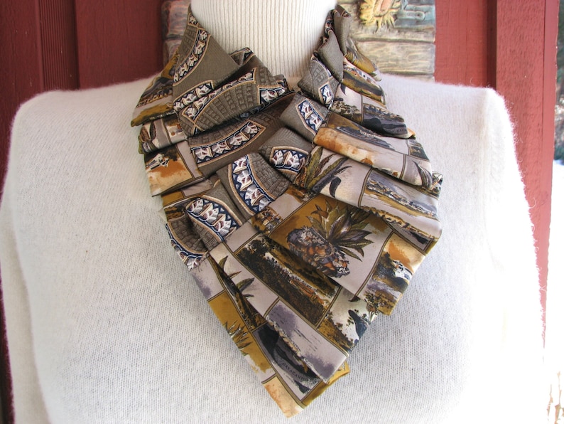 Ruffled Silk Ascot Silk Scarf Edwardian Collar | Etsy