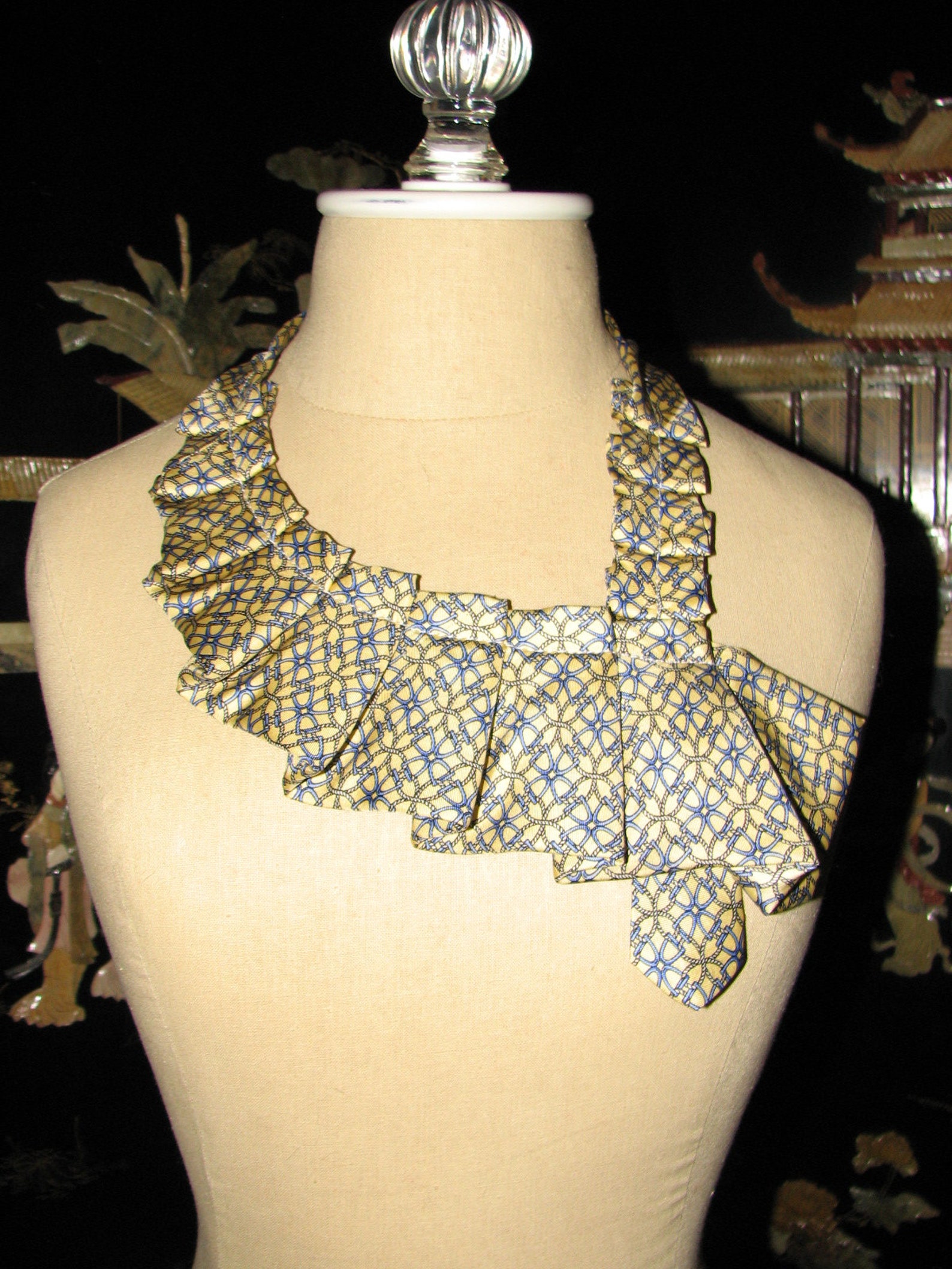 Pleated Silk Ascot Ruffled Neck Scarf Silk Necktie - Etsy