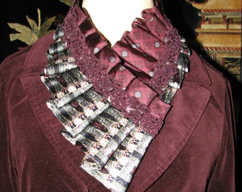 Ruffled Silk Ascot Silk Scarf Edwardian Collar | Etsy