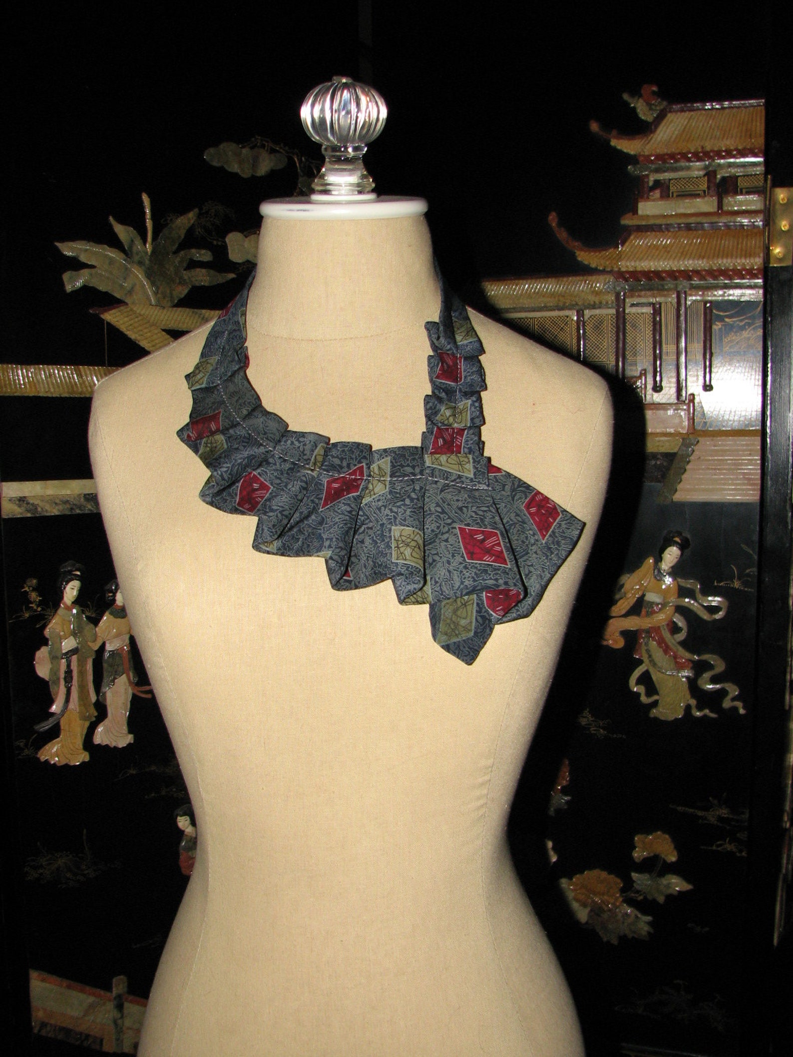 Pleated Silk Ascot - Silk Necktie Collar - Silk Necktie Necklace ...