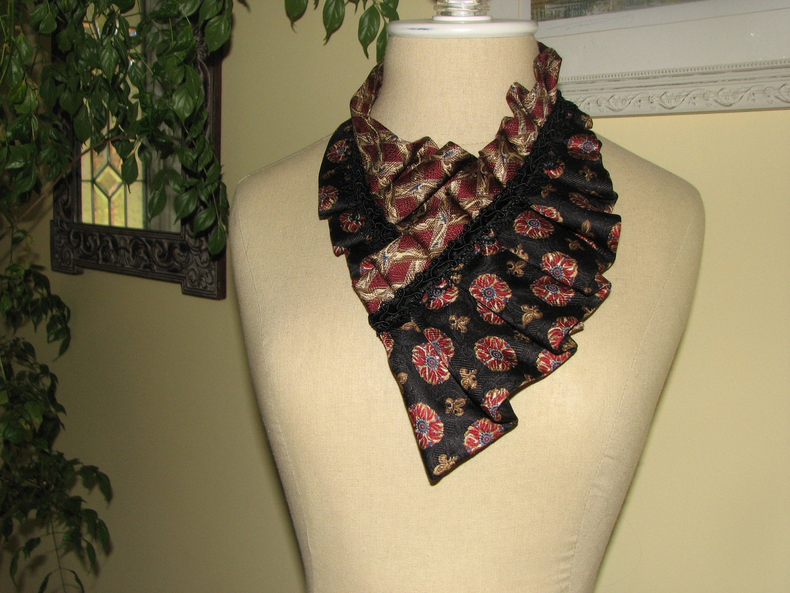 NEW Necktie Necklace Silk Ascot Silk Necklace Pleated Ruffled Ladie's ...