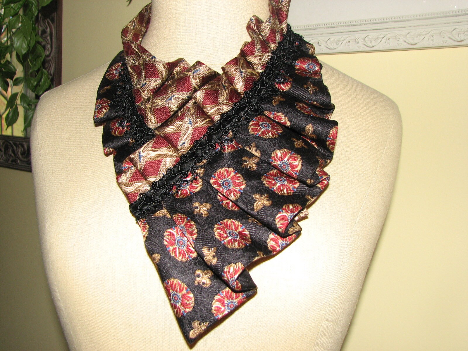 NEW Necktie Necklace Silk Ascot Silk Necklace Pleated Ruffled Ladie's ...