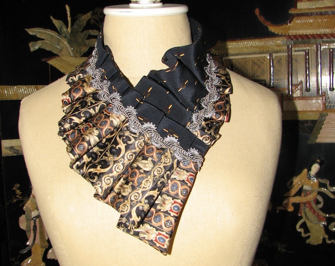 Pleated Scarf Women's Ascot Ruffled Cravat OOAK - Etsy