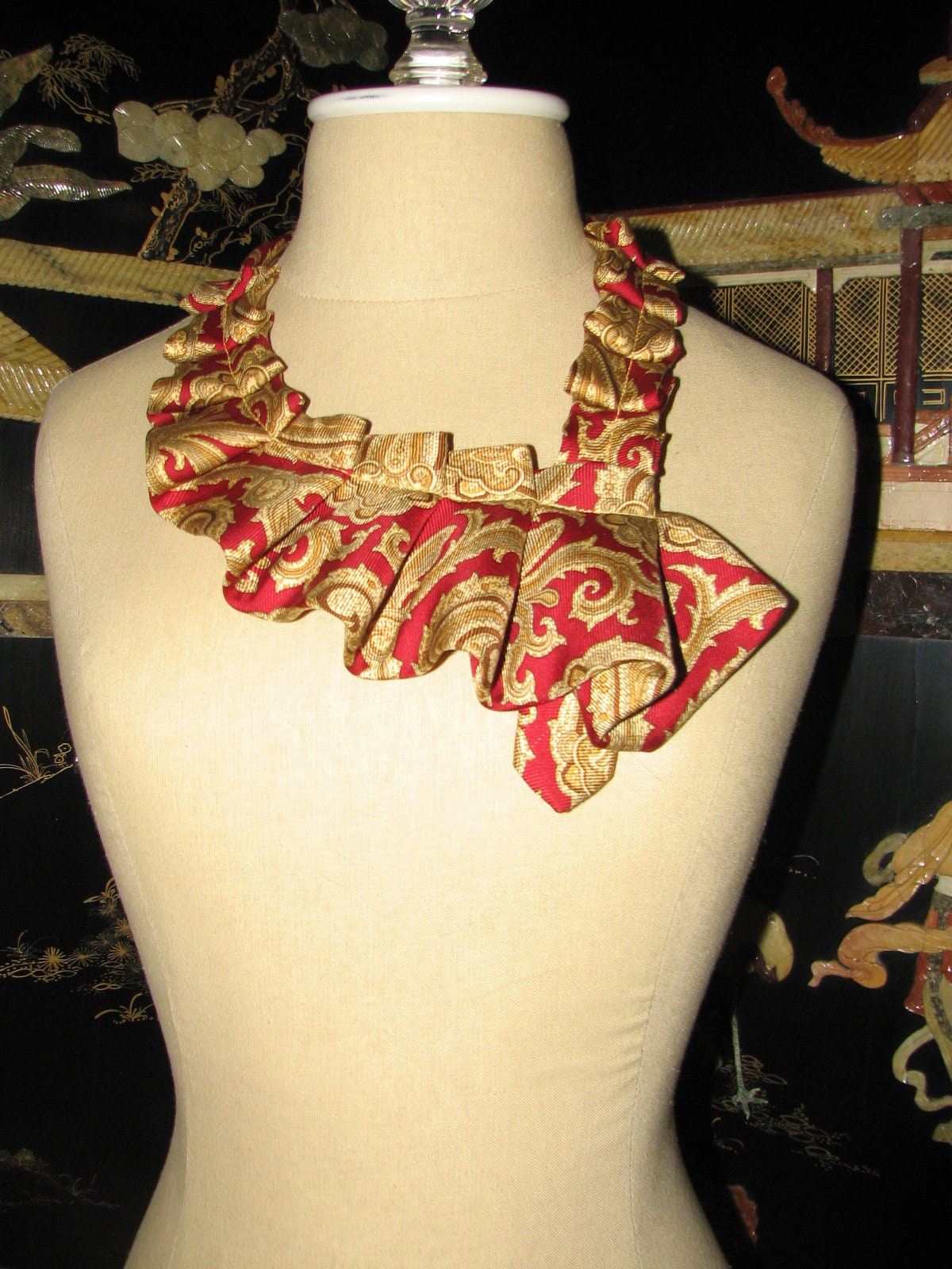 Pleated Silk Ascot Ruffled Necktie Scarf Silk Neck Accessory - Etsy