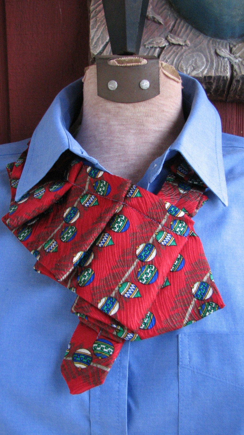 New Ladies Ascot Ladies Necktie Ruffled Silk Ascot Ladies Neckwear OOAK ...