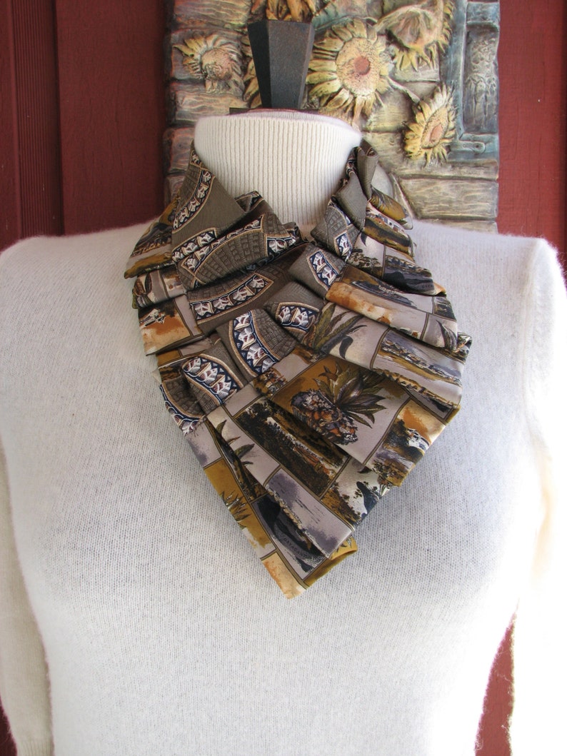 Ruffled Silk Ascot Silk Scarf Edwardian Collar | Etsy