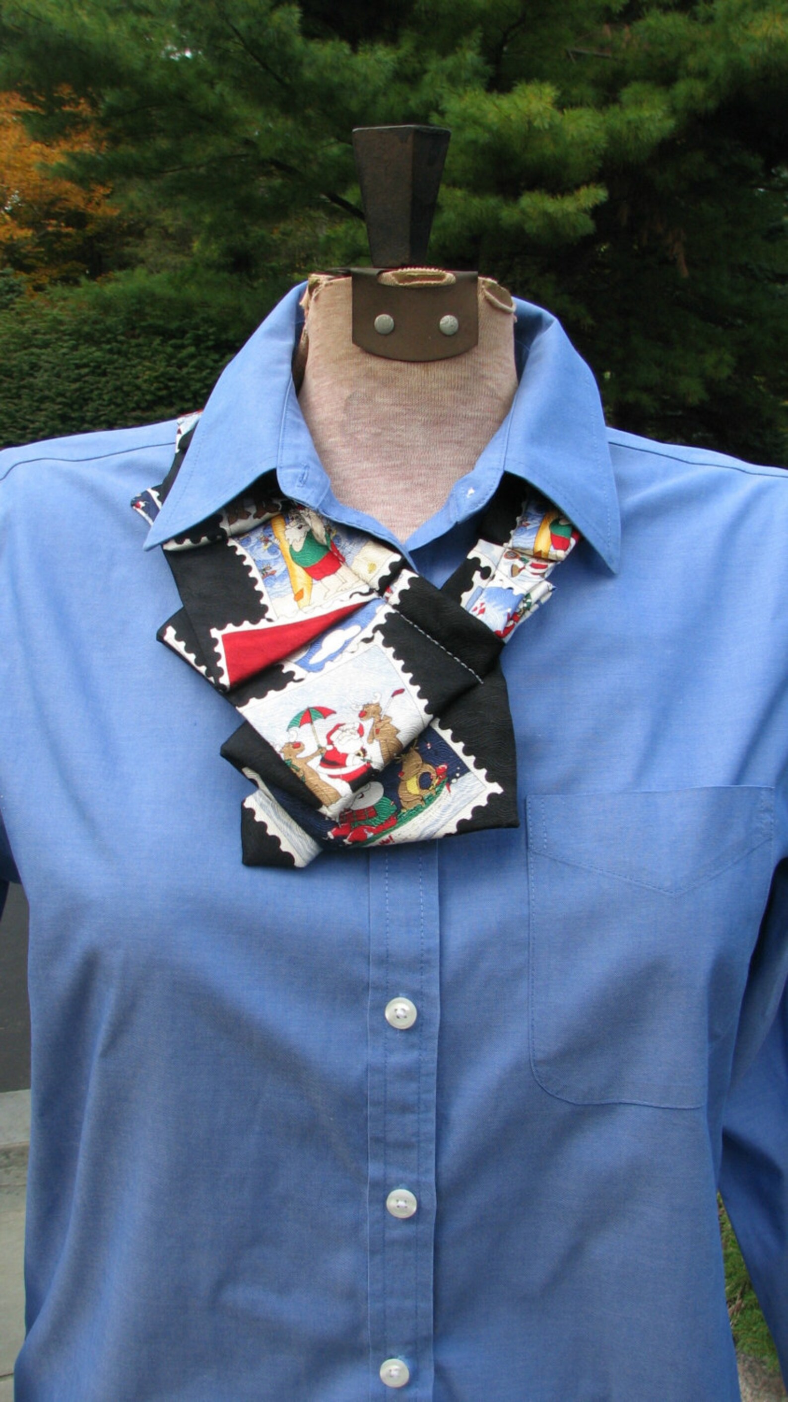 Pleated Silk Ascot - Ruffled Cravat - Edwardian Style Collar - Santa ...