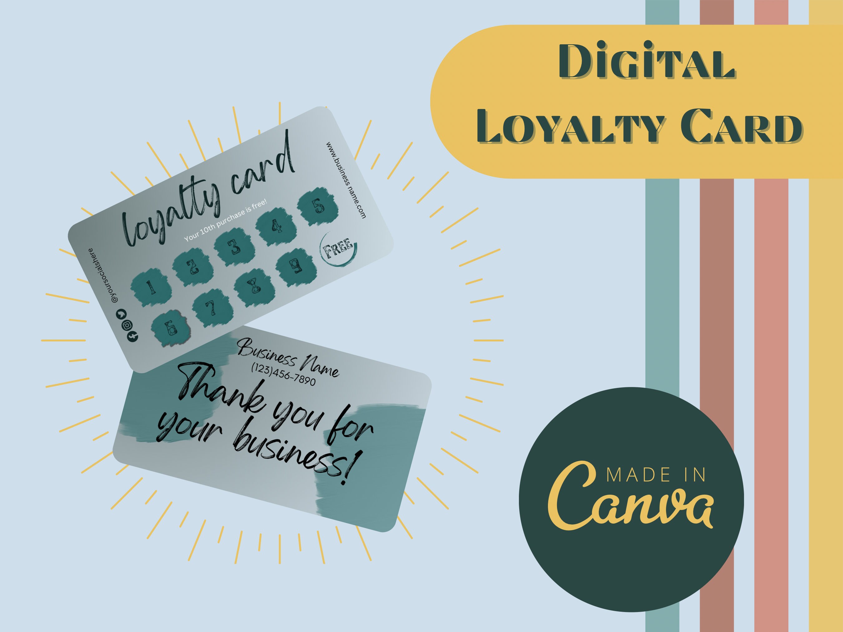 Loyalty Card Digital Template, Green Paint - Etsy
