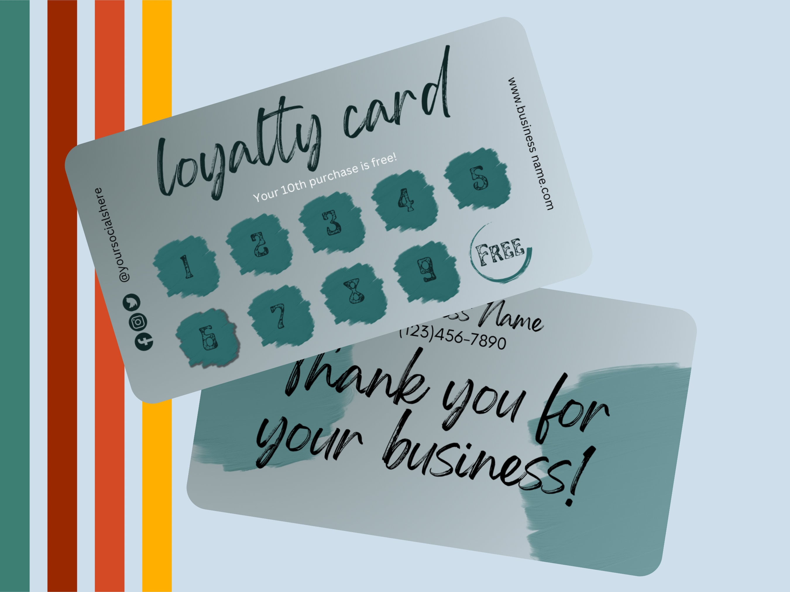 Loyalty Card Digital Template, Green Paint - Etsy