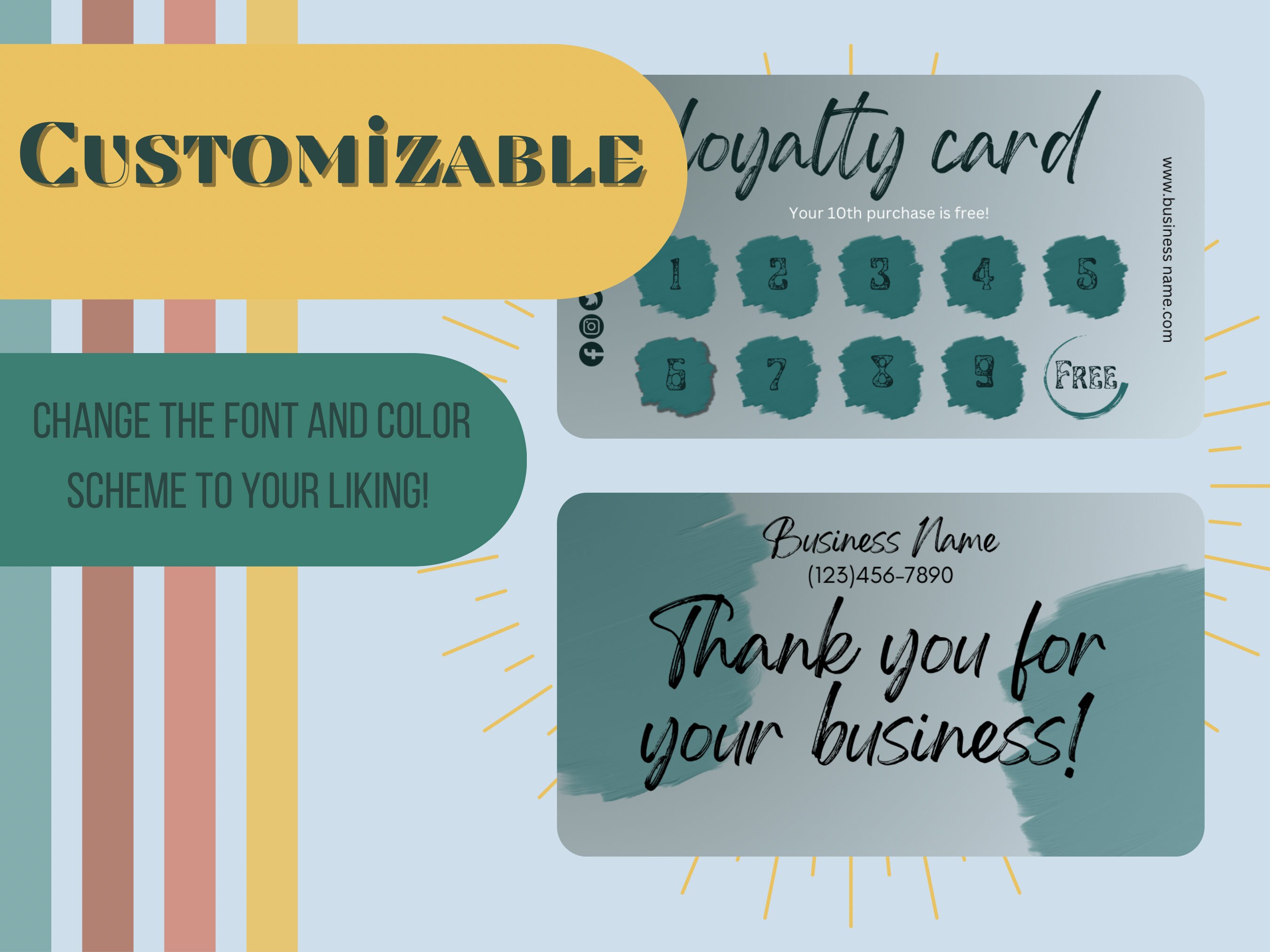 Loyalty Card Digital Template, Green Paint - Etsy