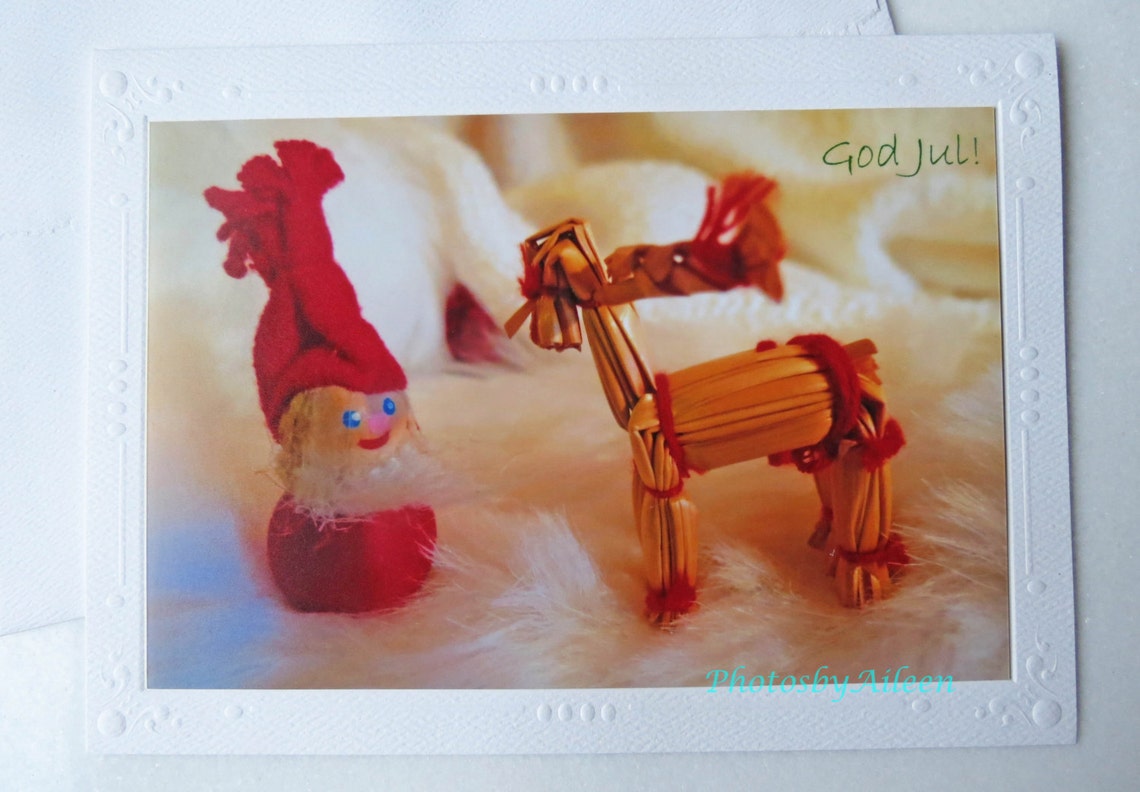 God Jul Swedish Christmas Greeting Card Tomten - Etsy