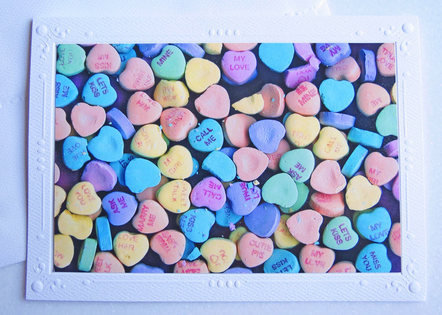Valentine's Day Candy Heart Card, Necco Heart Card, Candy Valentine ...