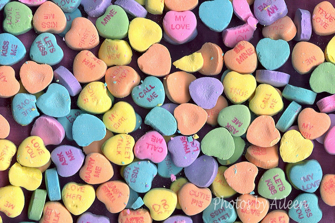 Valentine's Day Candy Heart Card, Necco Heart Card, Candy Valentine ...