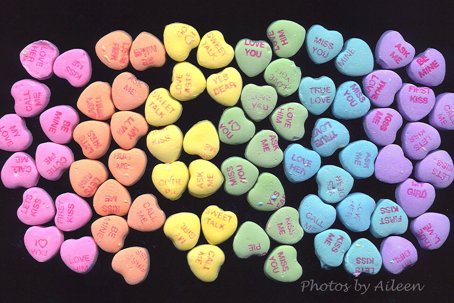 Necco Valentine's Day Candy Heart Card, Heart Card, Rainbow Valentine ...