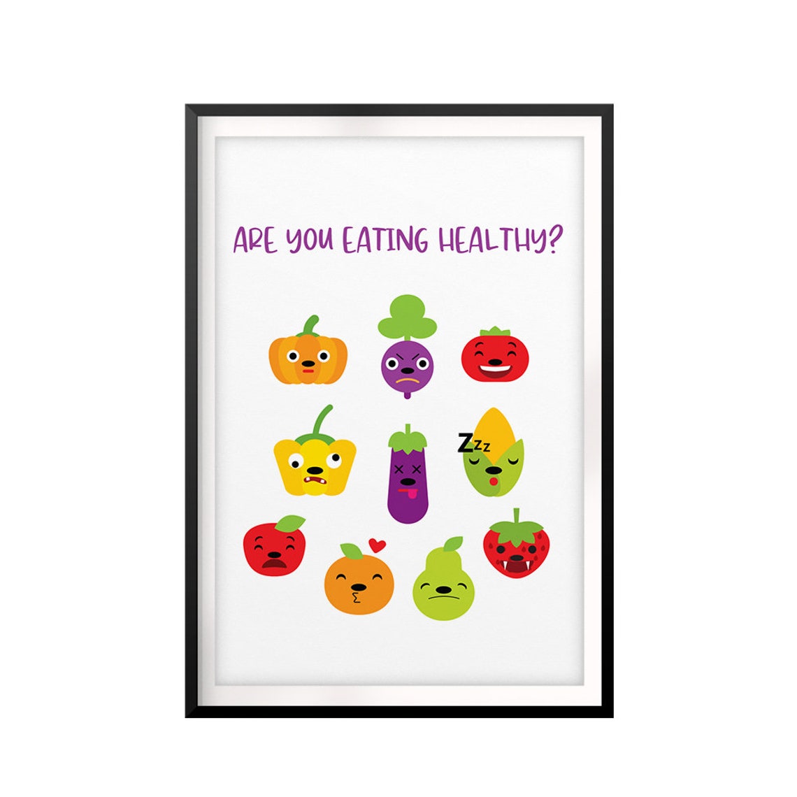 Healthy Eating & Nutrition UNFRAMED Print Emoji Wall Art - Etsy