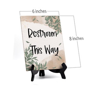 Restroom This Way Table Sign With Green Leaves Design 6 X - Etsy