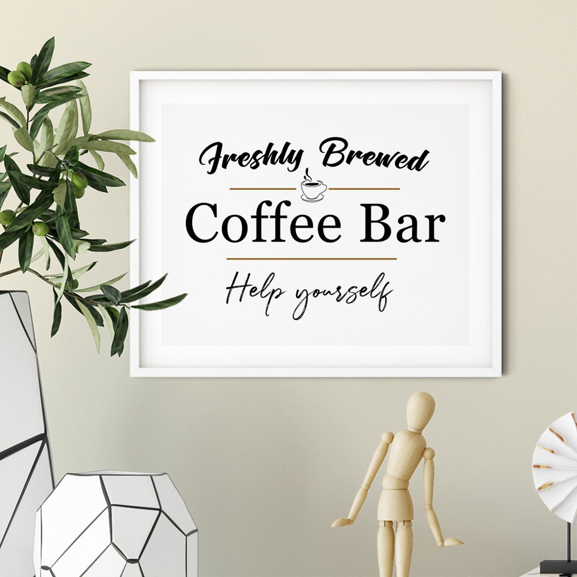 Freshly Brewed Coffee Bar Help Yourself UNFRAMED Print Coffee - Etsy