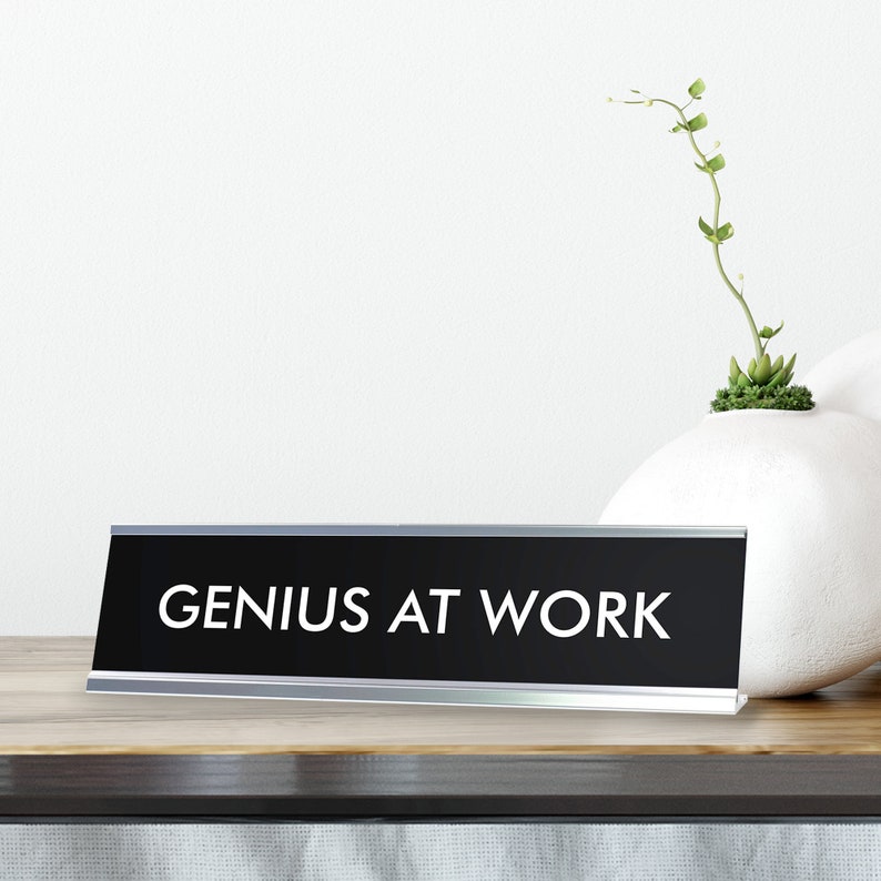 GENIUS AT WORK Novelty Desk Sign - Etsy