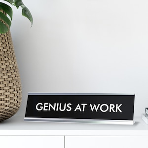 GENIUS AT WORK Novelty Desk Sign - Etsy