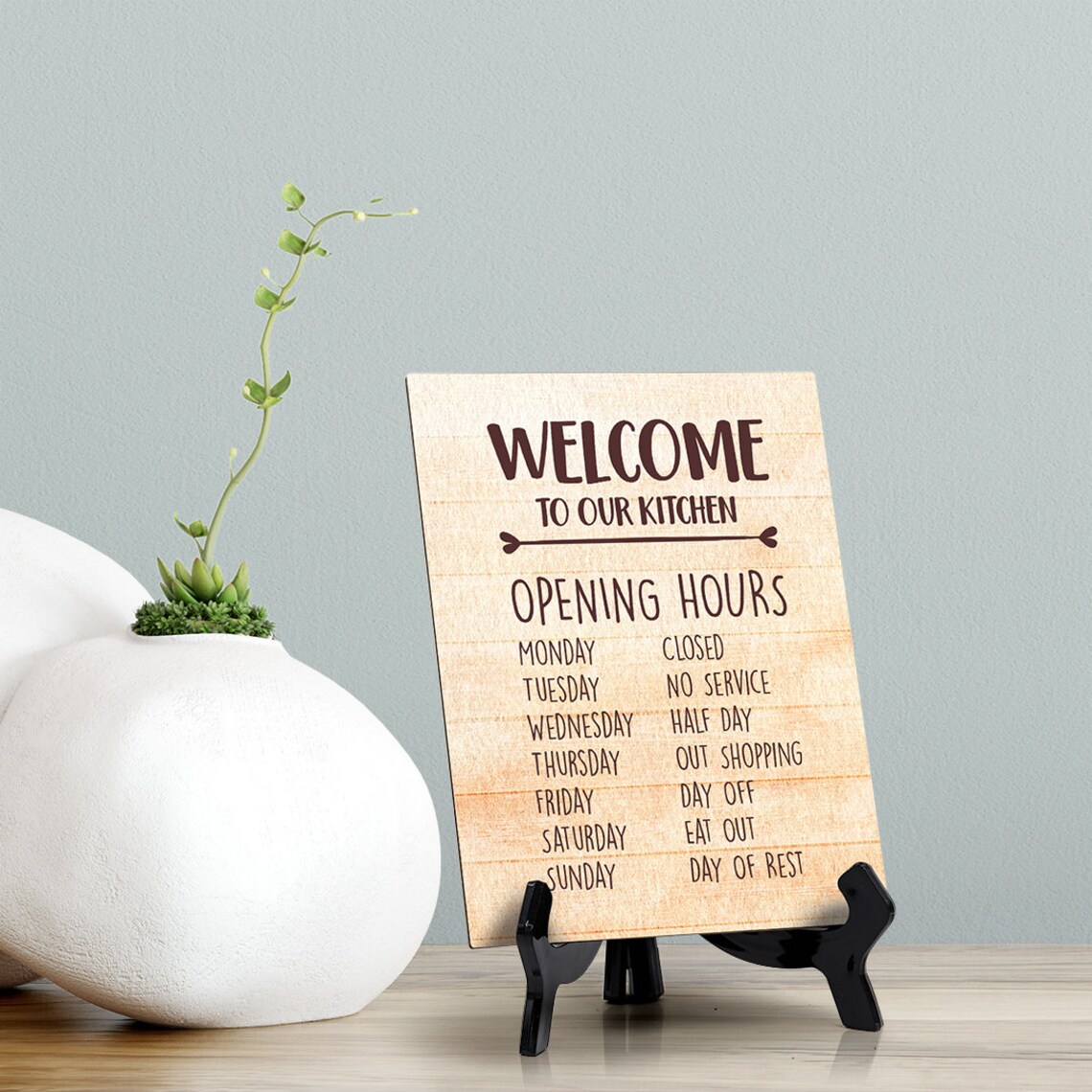Welcome to Our Kitchen Table or Counter Sign With Easel Stand | Etsy