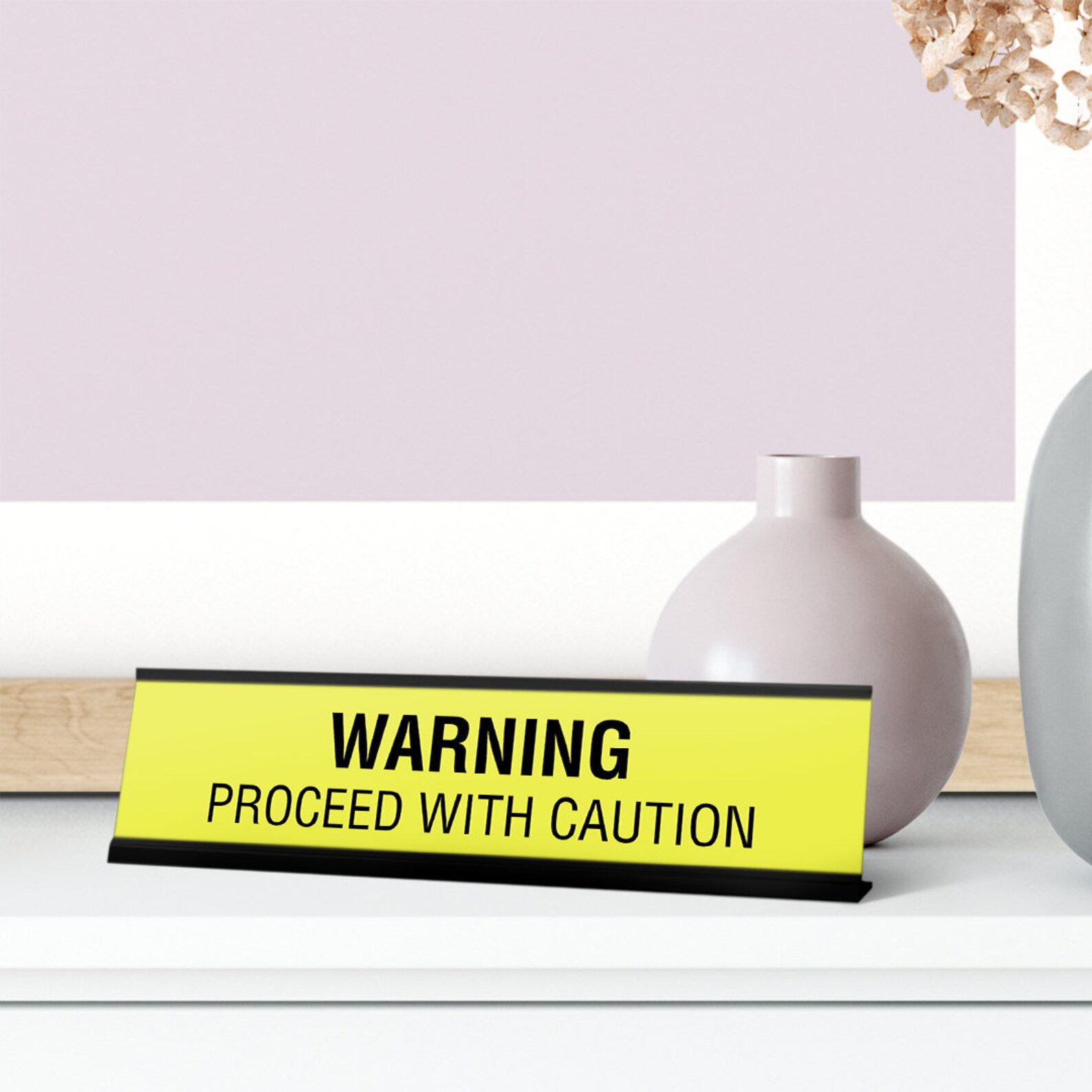 Warning Proceed With Caution Desk Sign Novelty Nameplate 2 X - Etsy