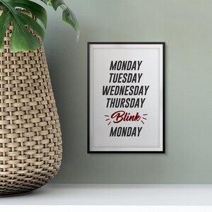 Monday Tuesday Wednesday... UNFRAMED Print Family Wall Art - Etsy