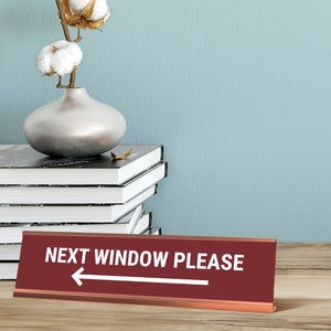 Next Window Please, Left Arrow Red Wine Gold Frame, Desk Sign 2x8 - Etsy