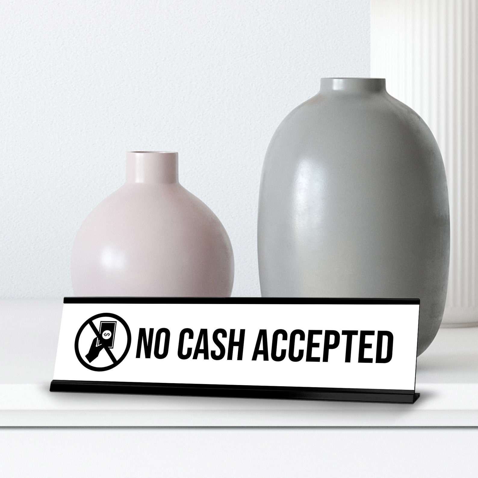 No Cash Accepted Black Frame Desk Sign 2x8 - Etsy