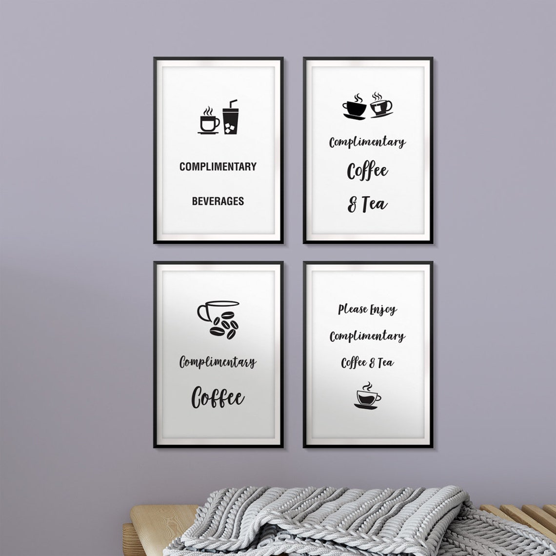 Complimentary Tea & Coffee Wall Art UNFRAMED Print 4 Pack | Etsy