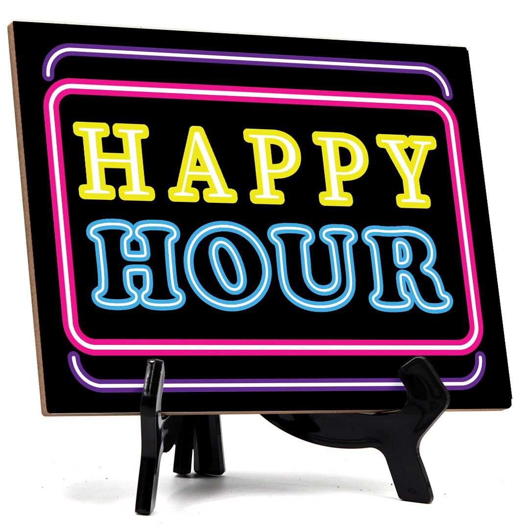 Signs Bylita Happy Hour Table Sign With Acrylic Stand 6x8 - Etsy