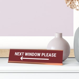 Next Window Please, Left Arrow Red Wine Gold Frame, Desk Sign 2x8 - Etsy