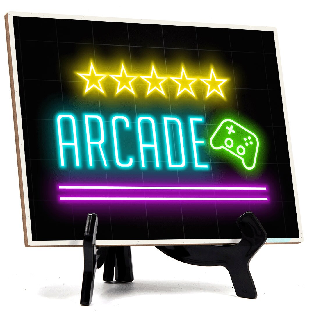 Arcade Neon Style 8x6 Table Sign With Acrylic Easel Live Streaming ...