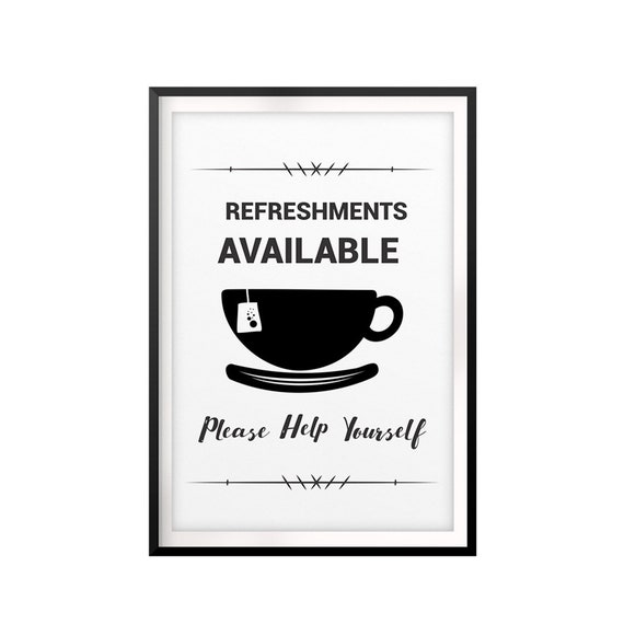Refreshments Available Please Help Yourself UNFRAMED Print | Etsy