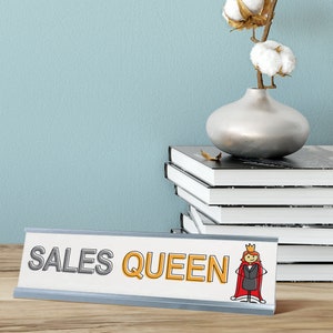 Sales Queen, Stick People Desk Sign, Novelty Nameplate 2 X 8 - Etsy