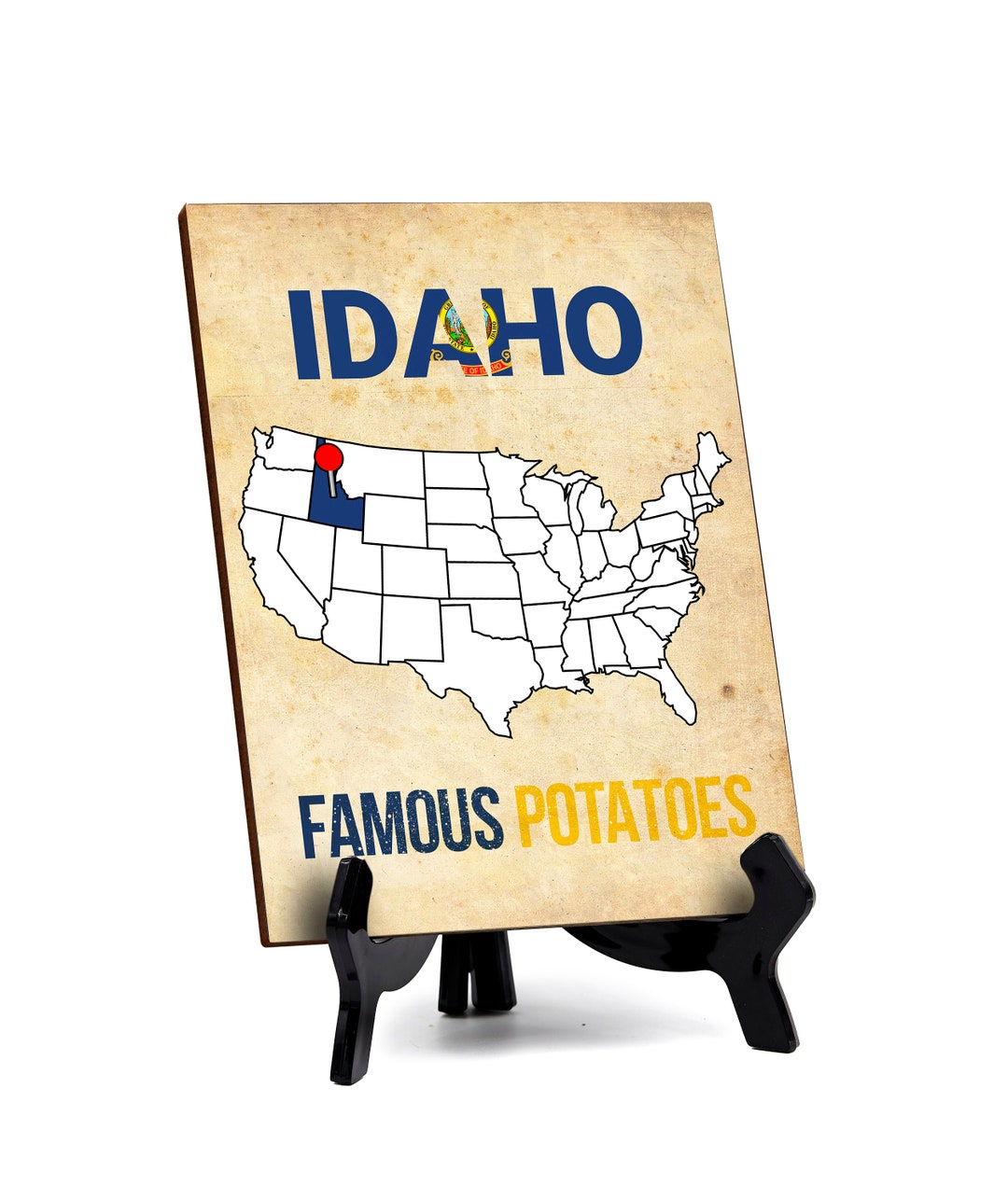 Idaho: Famous Potatoes Table Sign With Acrylic Stand 6x8 State Pride ...