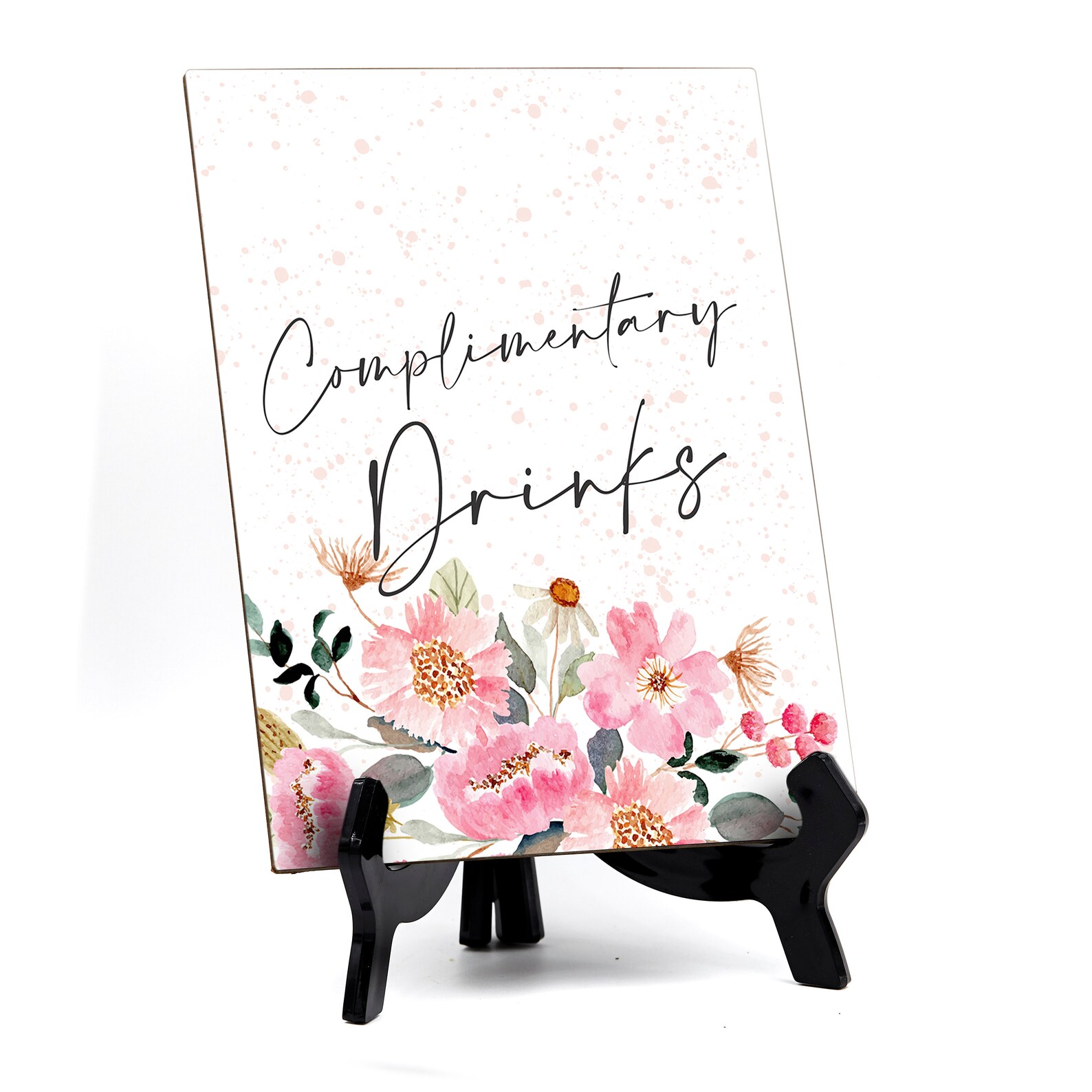 Complimentary Drinks Table Sign With Easel Floral Watercolor | Etsy