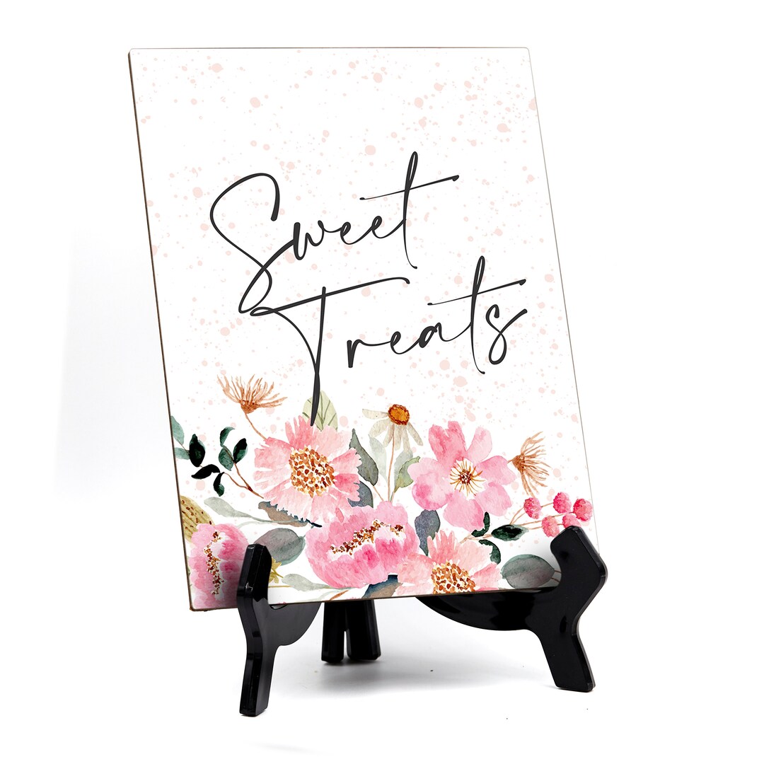 Sweet Treats Table Sign With Easel, Floral Watercolor Design 6 X 8 - Etsy