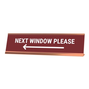 Next Window Please, Left Arrow Red Wine Gold Frame, Desk Sign 2x8 - Etsy