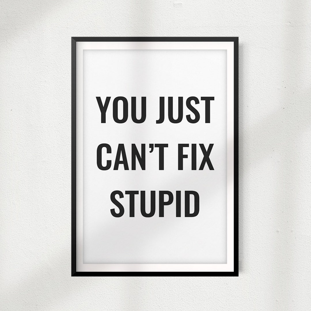 You Just Can't Fix Stupid UNFRAMED Print Home Décor, Quote Wall Art - Etsy