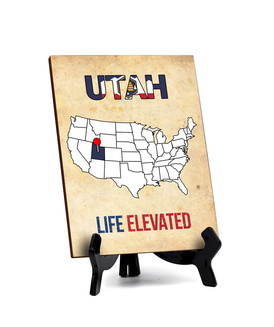 Utah: Life Elevated Table Sign With Acrylic Stand (6x8“) | State Pride ...