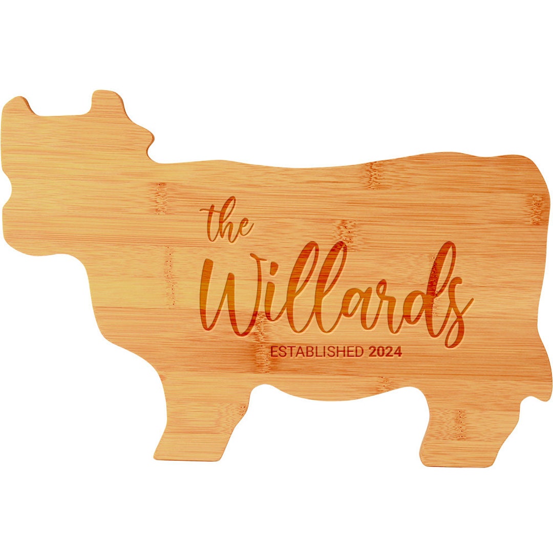 Designs Bylita Personalized Bamboo Cow Shaped Cutting Board ...