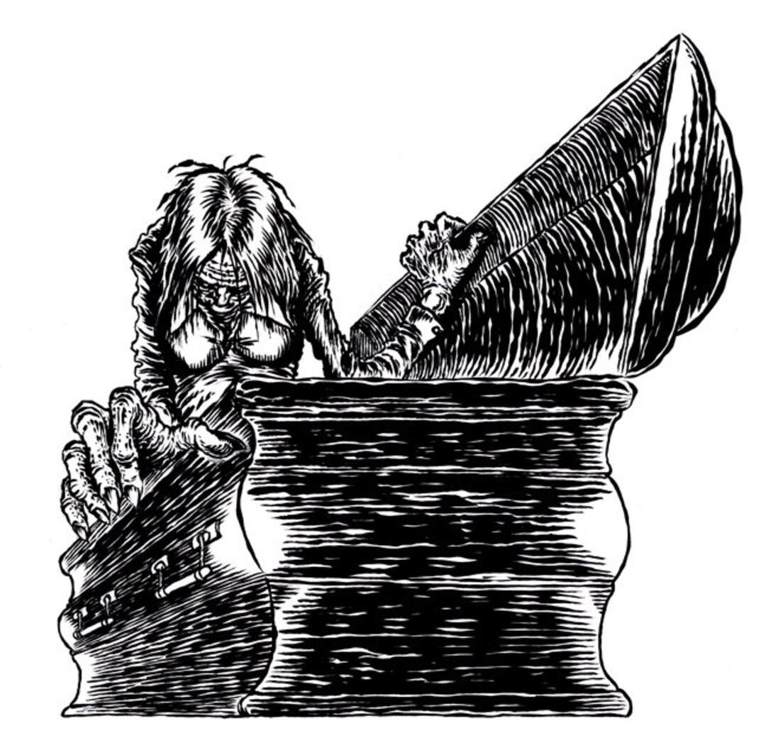 Coffin Original 8.5x11 Ink Illustration Strange Aeons - Etsy