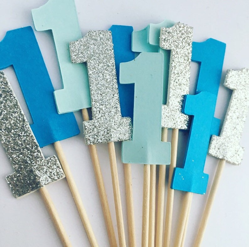 Boys 1st Birthday Cupcake Toppers Number One Cupcake Toppers - Etsy