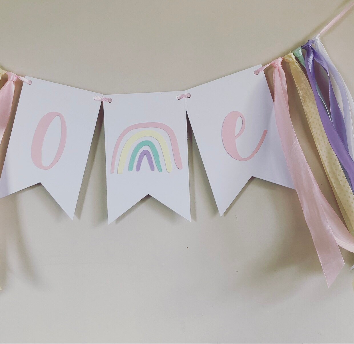 Pastel Rainbow First Birthday Banner Highchair Garland Boho | Etsy