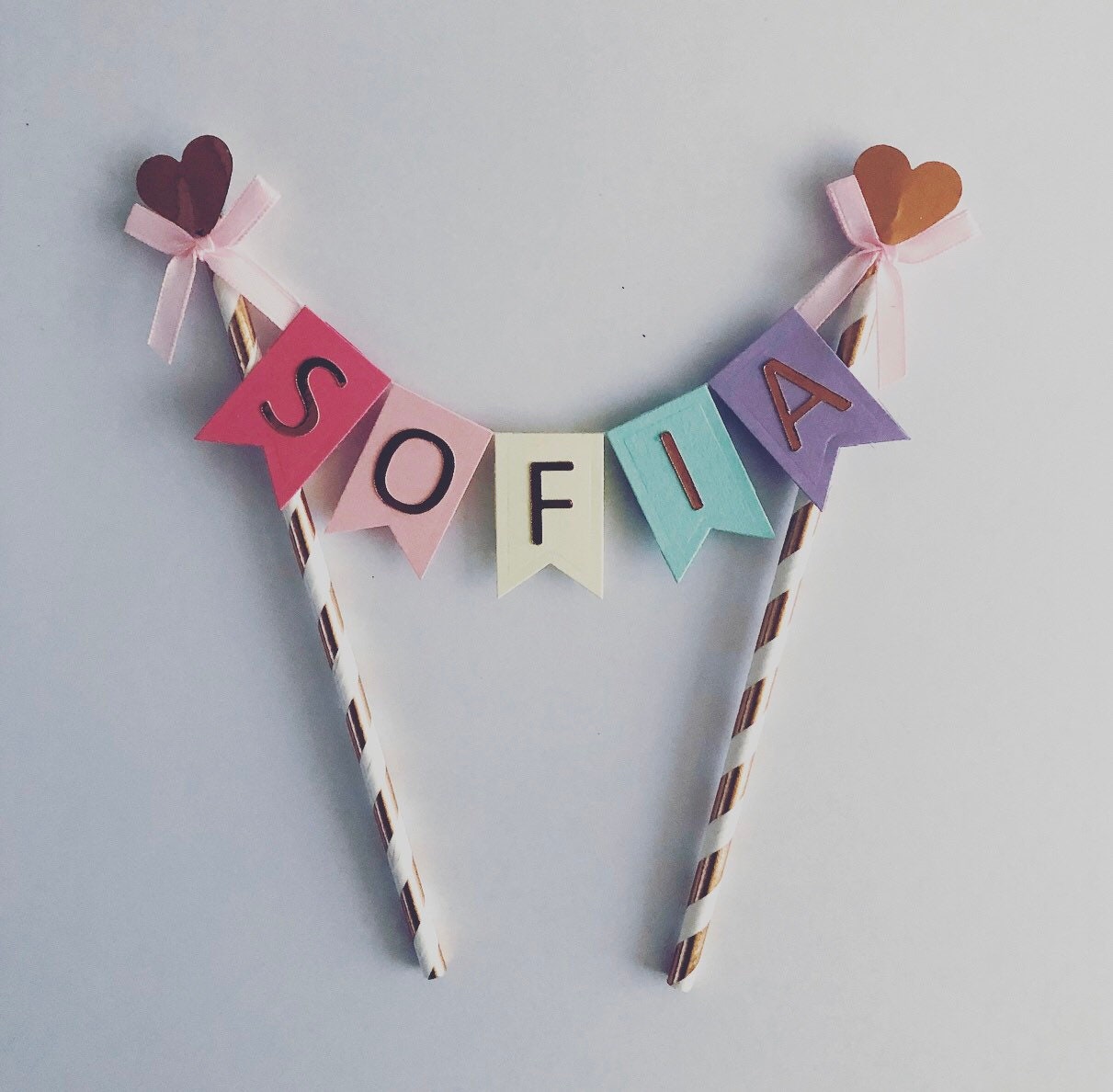 Custom Pastel Rainbow and Rose Gold Cake Topper. Cake Topper - Etsy